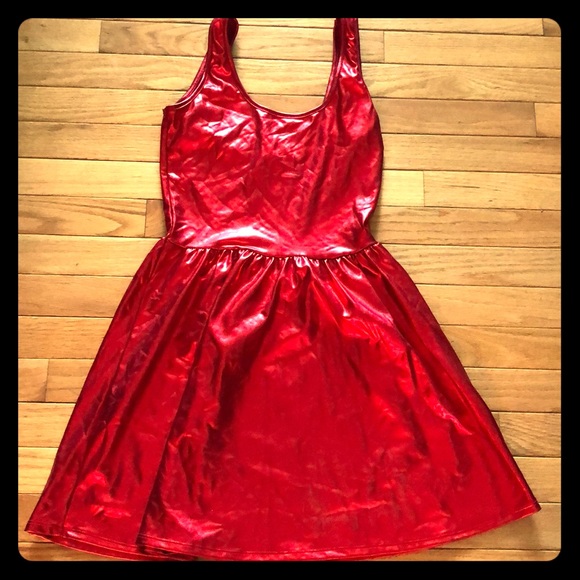 Vintage | Dresses | 8s Dress Shiny Red | Poshmark